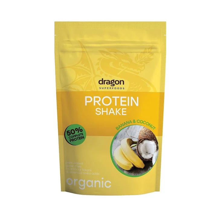 Био Протеинов Шейк с Банан и Кокос с Еритритол 450гр Dragon Superfoods ...